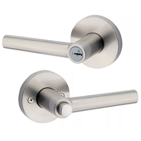 Kwikset 156MIL RDT 15 SMT Milan Round Keyed Lever Handle, Satin Nickel ...
