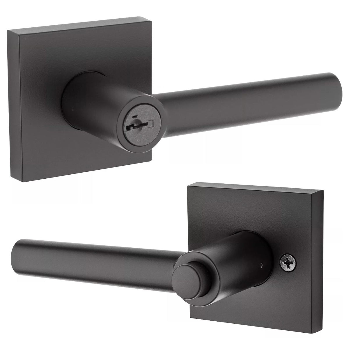 Kwikset 156MIL SQT 514 Milan Square Keyed Lever Handle, Matte Black – T ...