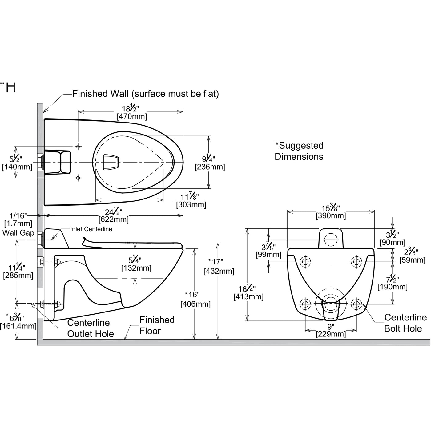 TOTO CT708EV#01 Wallmount Commercial Flushometer Toilet with Back Spud ...